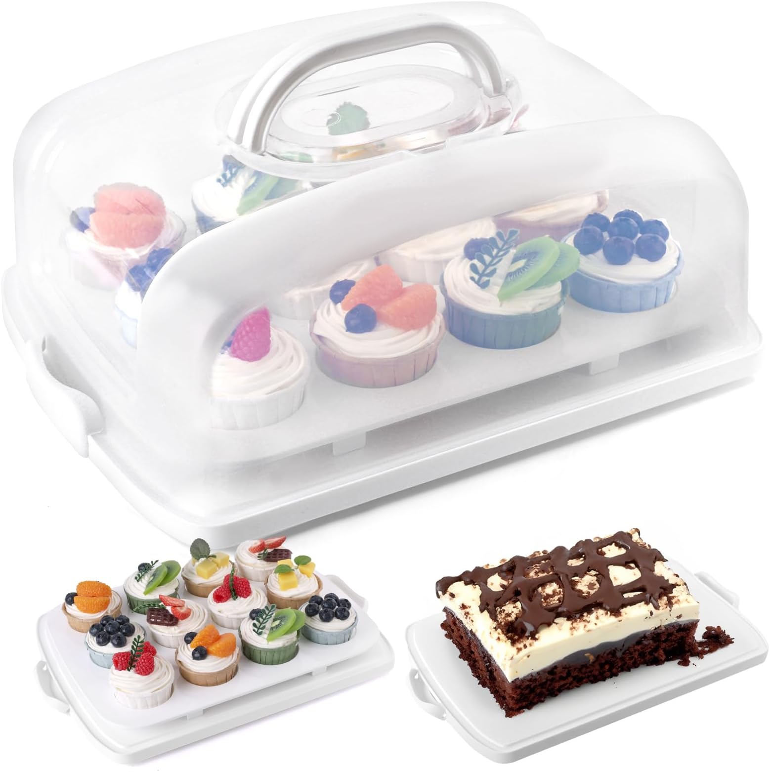 Amazon.com: Celebrate It 3-in-1 Dessert Carrier Transport Cupcakes ...