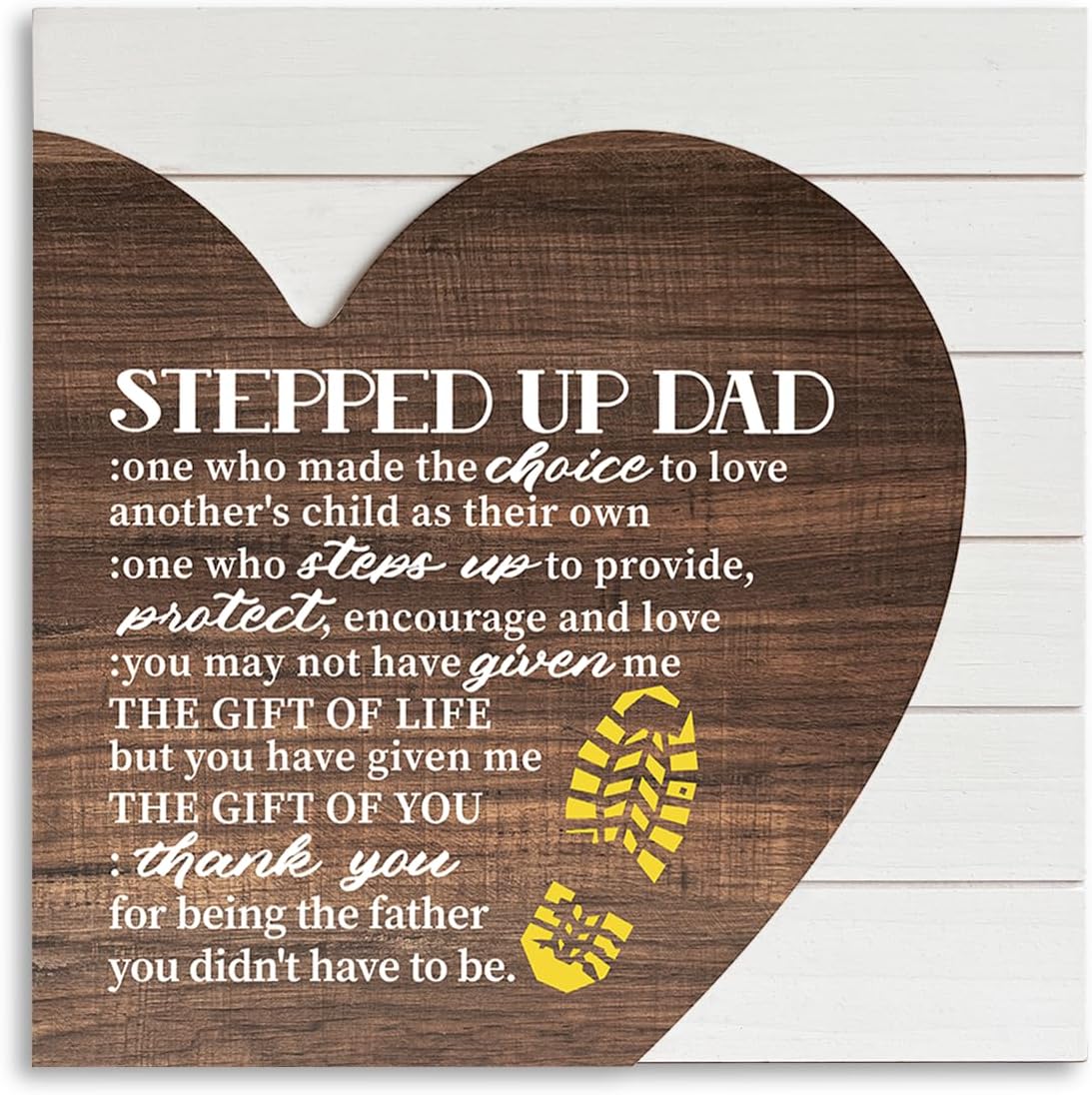Amazon.com: Stepped Up Dad Gifts, Wooden Plaque Heart Sign, Farmhouse ...