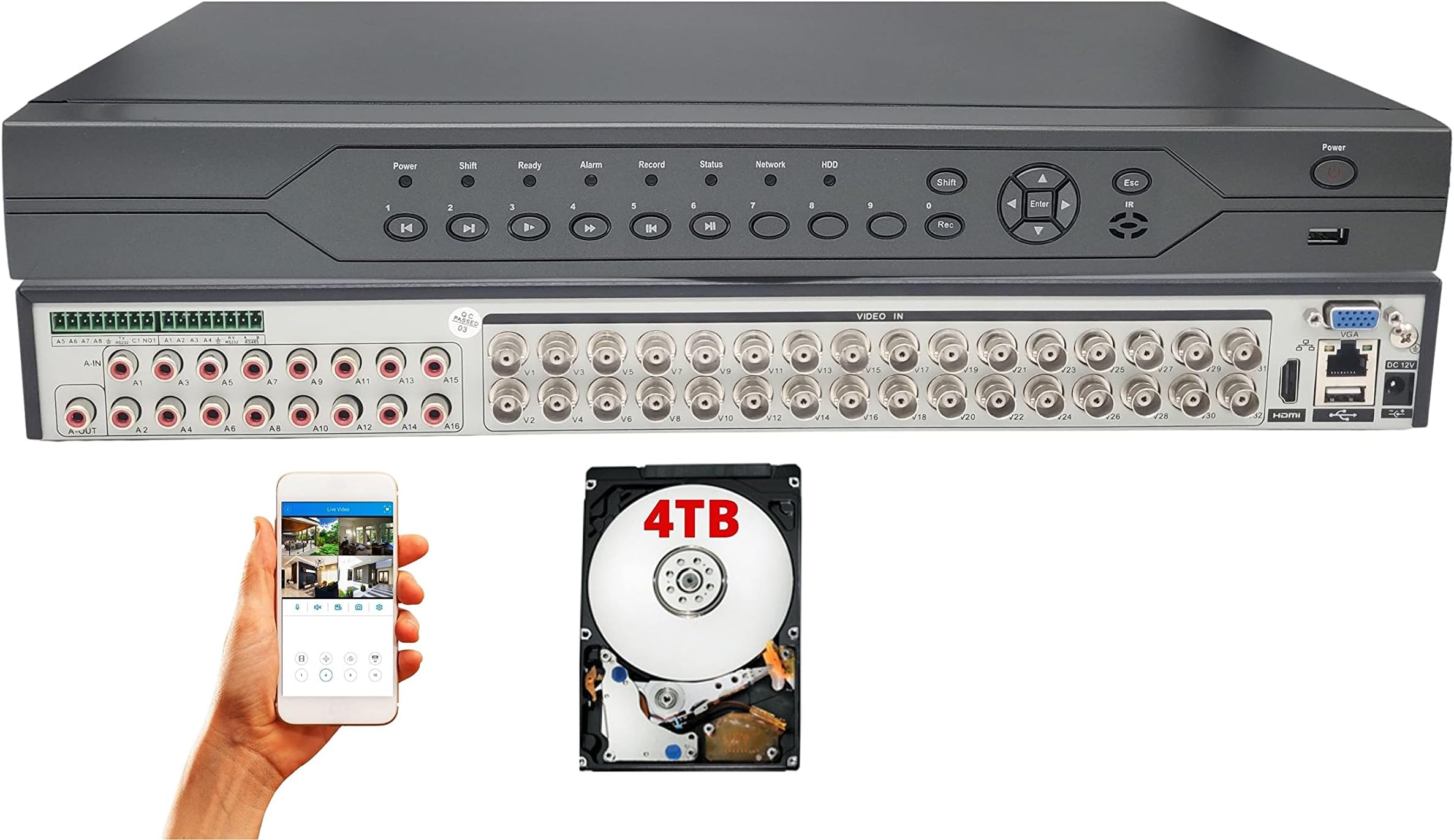 Amazon.com : 32CH HD TVI 4MP DVR - Surveillance Digital Video Recorder ...