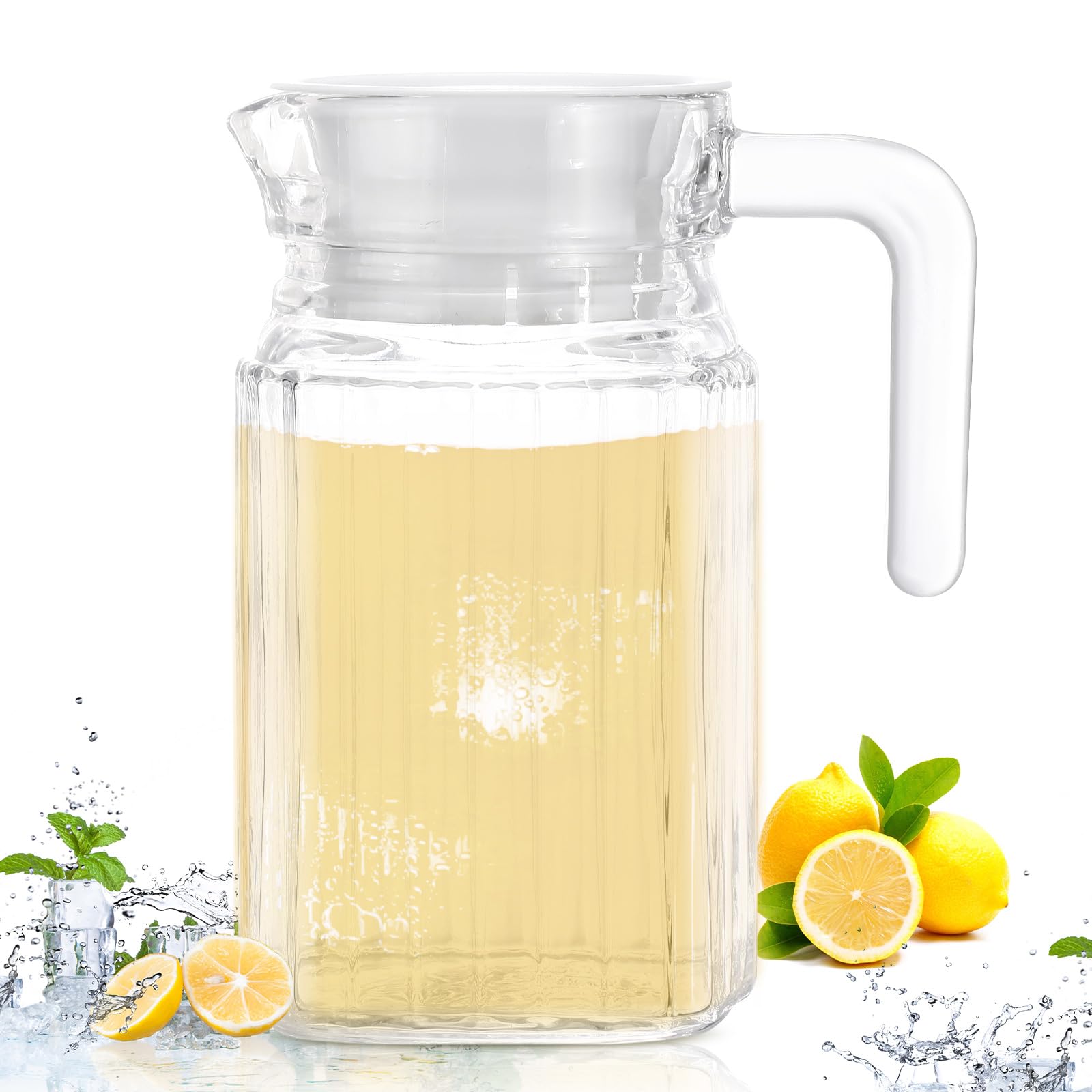 Amazon.com: Gejoy 2 Pcs Glass Pitcher with Lid and Handle Fridge ...