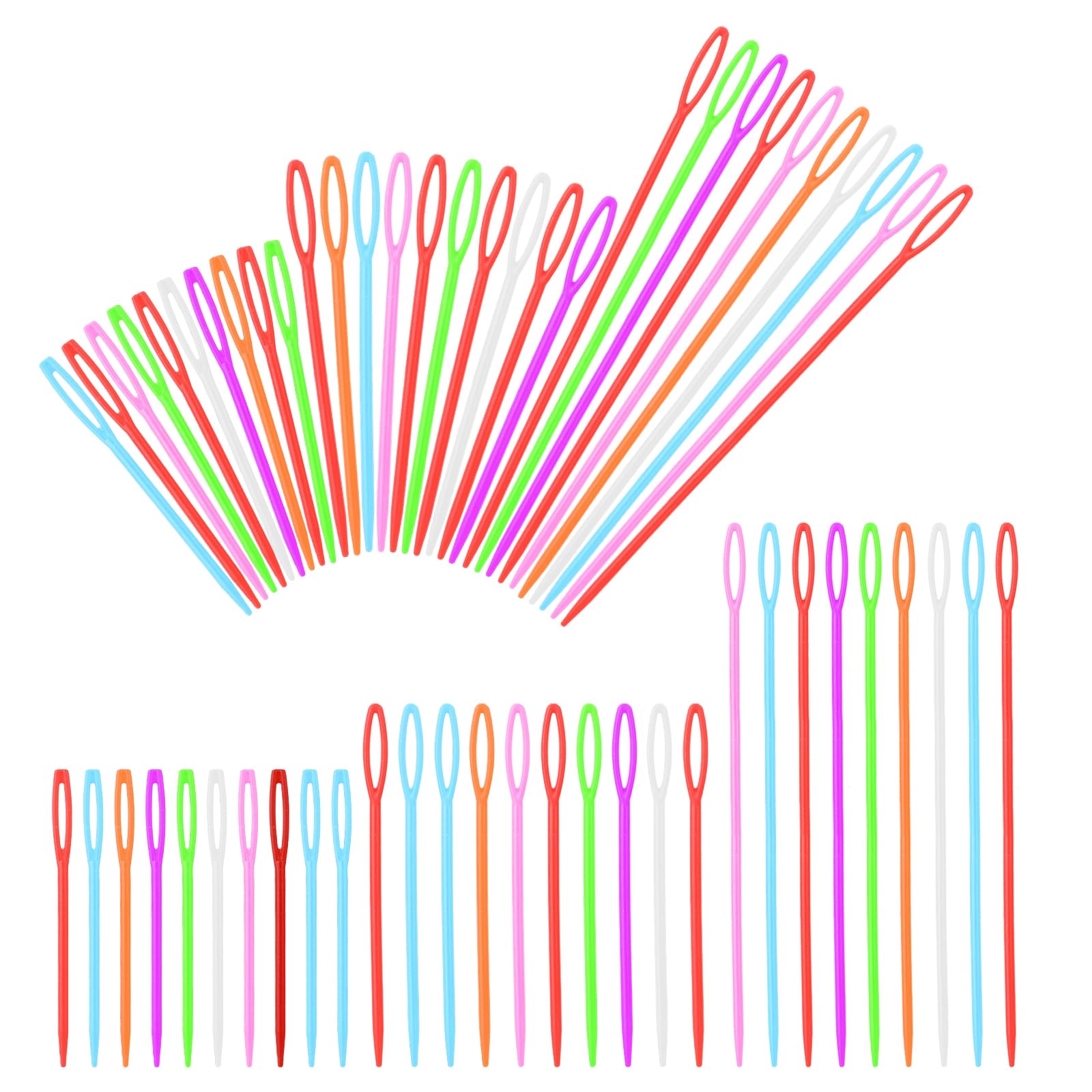 Piriuuo Pack of 60 plastic sewing needles, weaving needles, embroidery ...