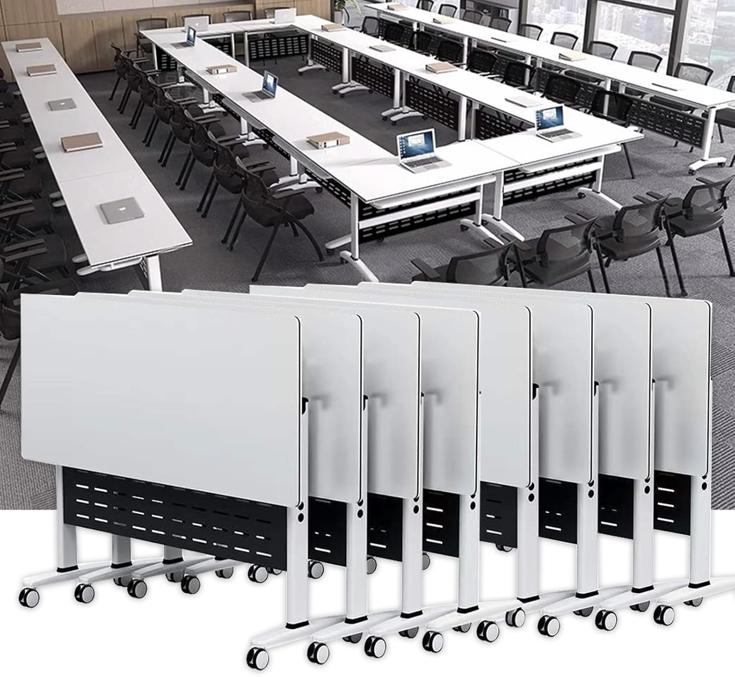 Mobile Folding Conference Table with Wheels - Flip Top Design for ...