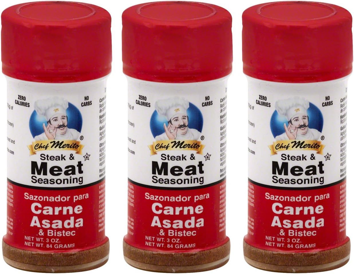 Amazon.com : Chef Merito Carne Asada Meat Seasoning 3 oz (Pack of 3 ...