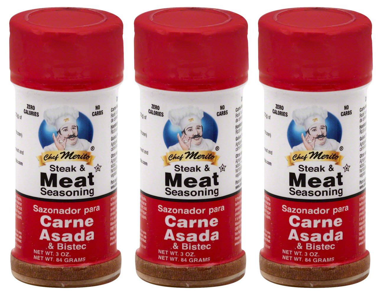 Amazon.com : Chef Merito Carne Asada Meat Seasoning 3 oz (Pack of 3 ...