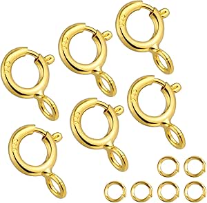 Amazon.com: 18K Gold Necklace Clasp - 5MM Spring Ring Clasps for ...