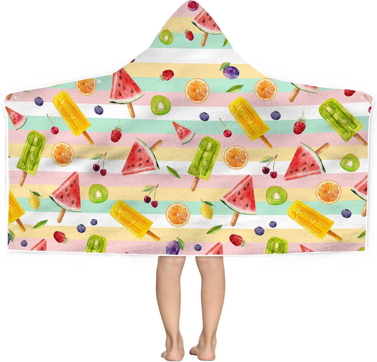 Amazon.com: Hexagram Summer Fruit Kids Hooded Beach Towel, Kids Poncho ...