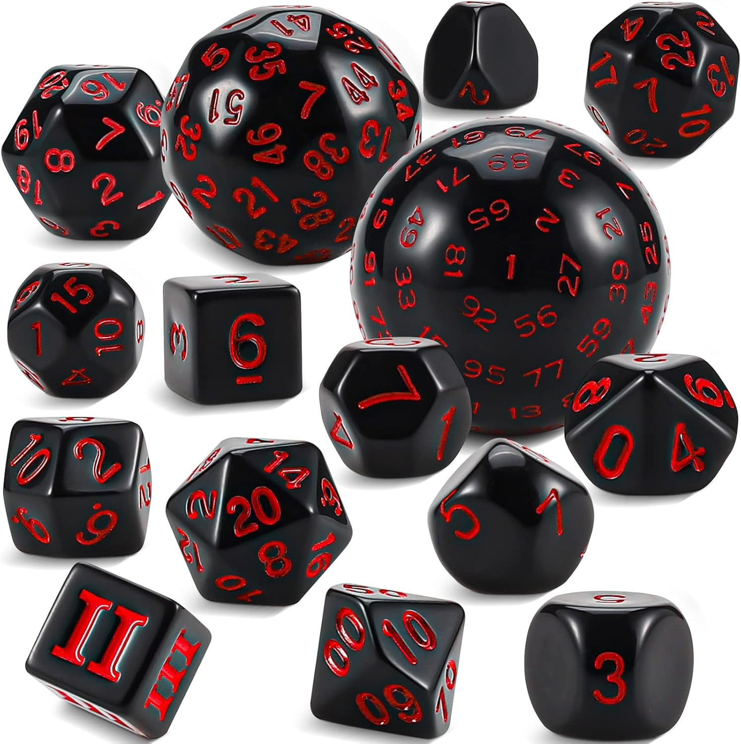 Amazon.com: CiaraQ DND Polyhedral Dice Set (15pcs) D3-D100 Game Dice ...