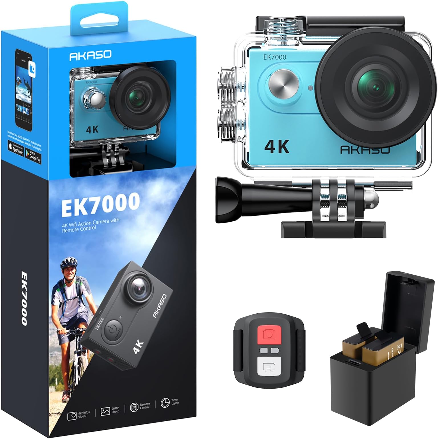 Amazon.com : AKASO EK7000 4K30FPS 20MP WiFi Action Camera with EIS ...