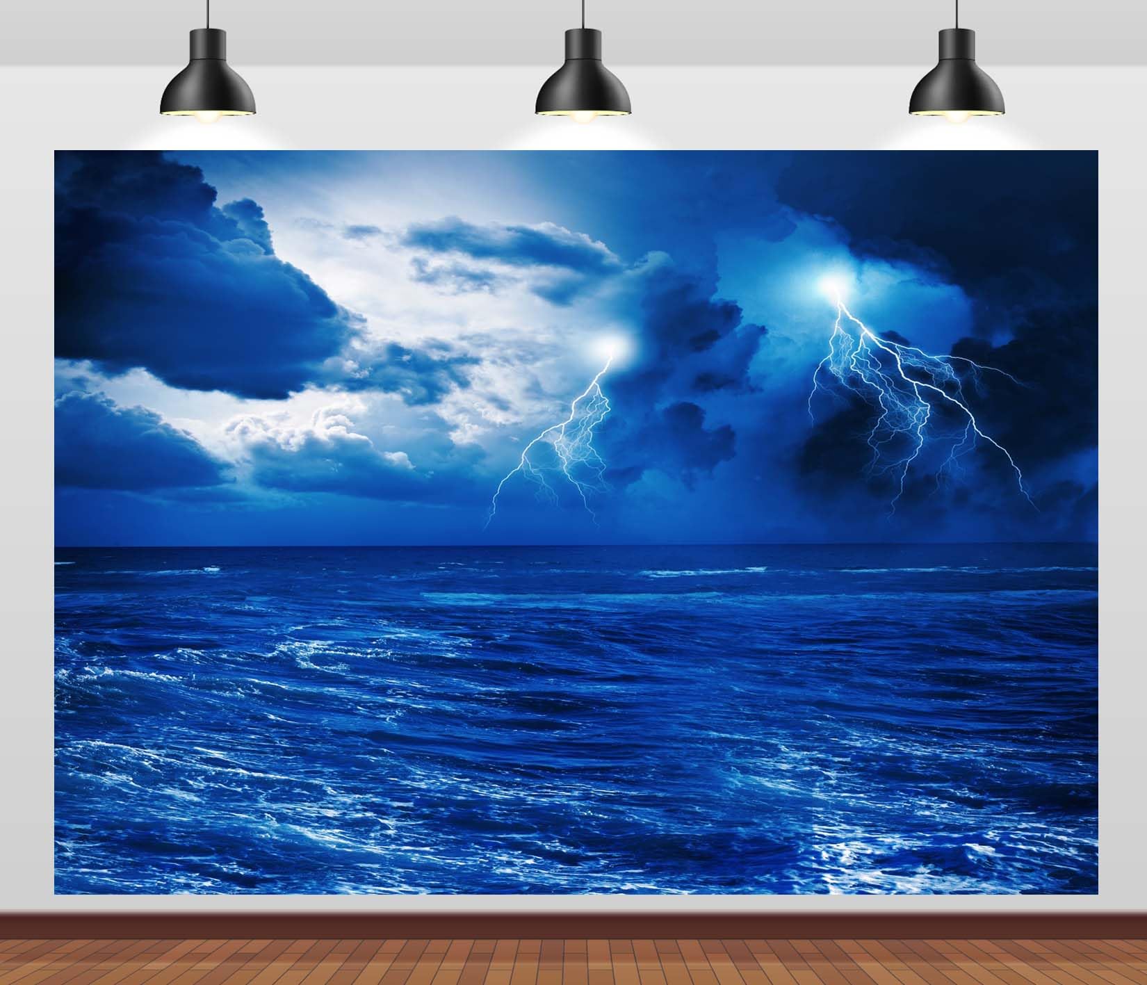 Amazon.com : CORFOTO Ocean Waves Stormy Lightning Backdrop Fabric 9x6ft ...