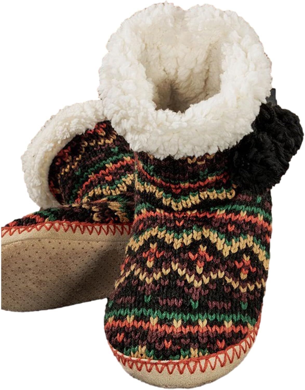 Amazon.com | PacificPlex Womens Knit Shearling Lined Bootie Slippers ...
