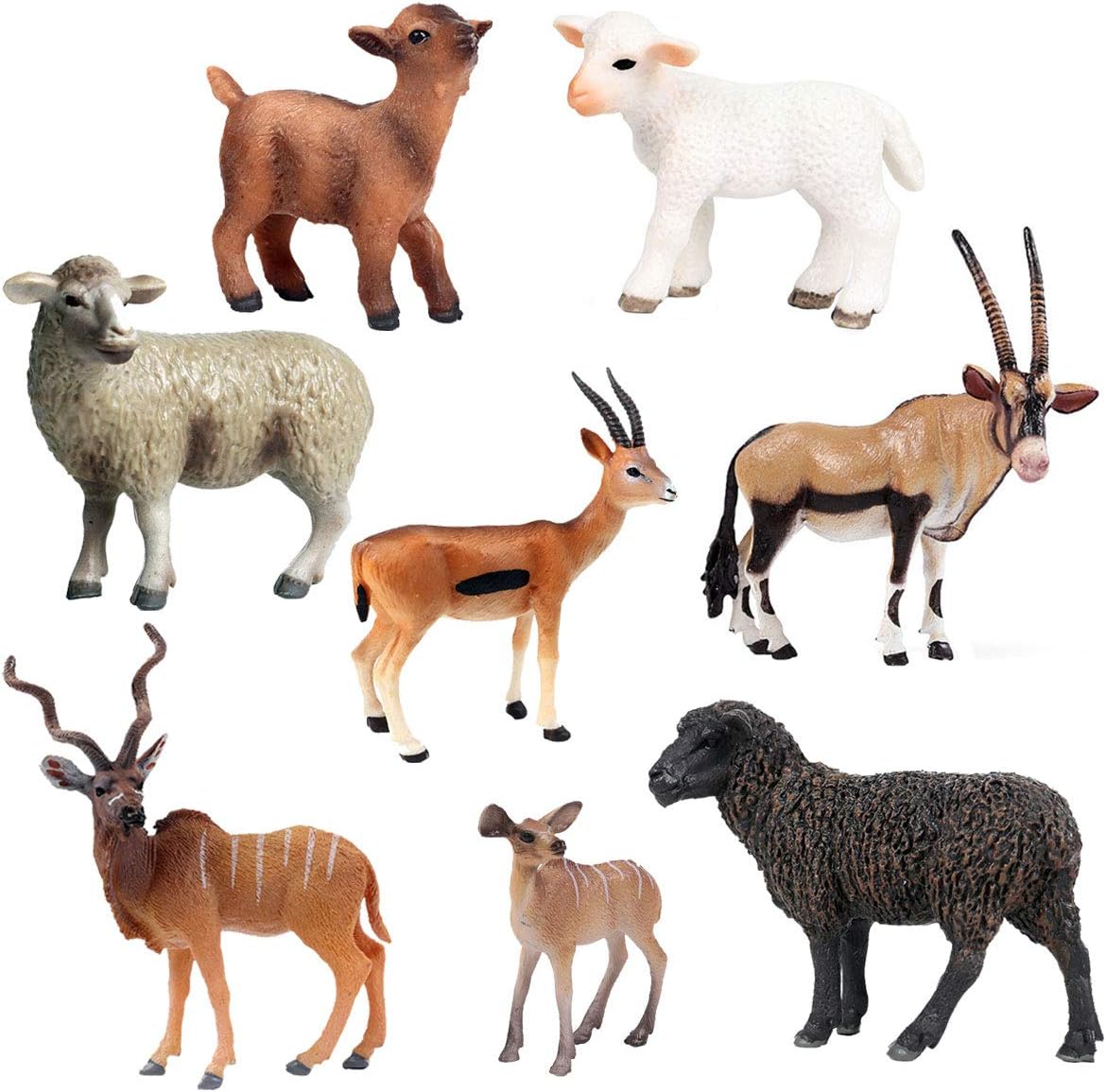 Amazon.com: Flormoon Animal Figures 8 pcs Realistic Plastic Sheep ...