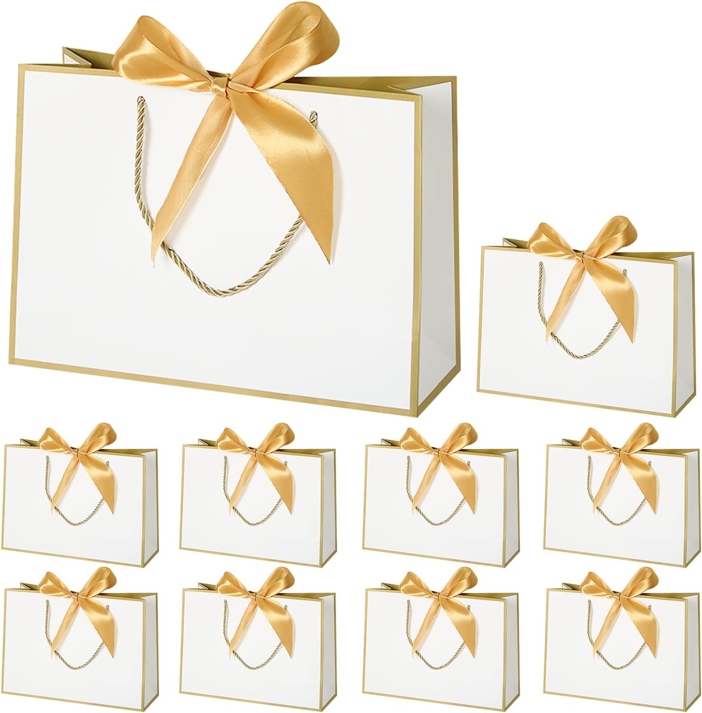 TACHIO 10 Pack Gift Bags with Golden Bow Ribbon, Luxury Paper Bags ...