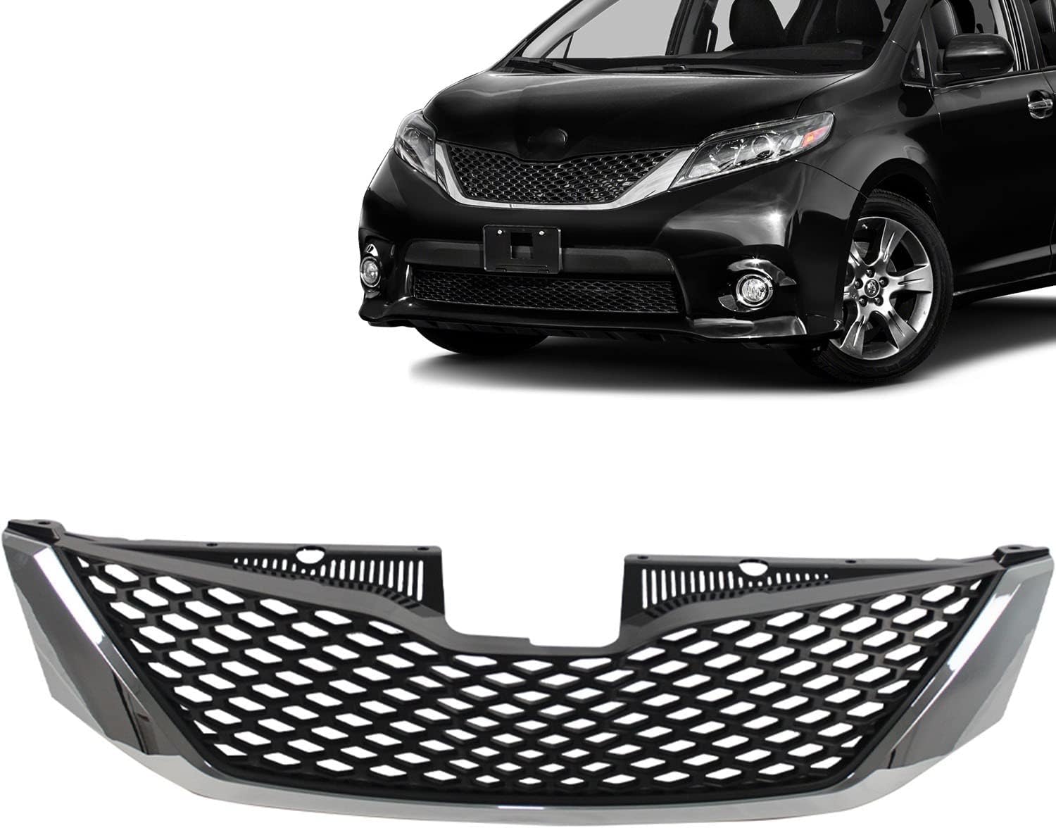 Amazon.com: iiLentes Honeycomb Black Front Bumper Upper Grille Assembly ...