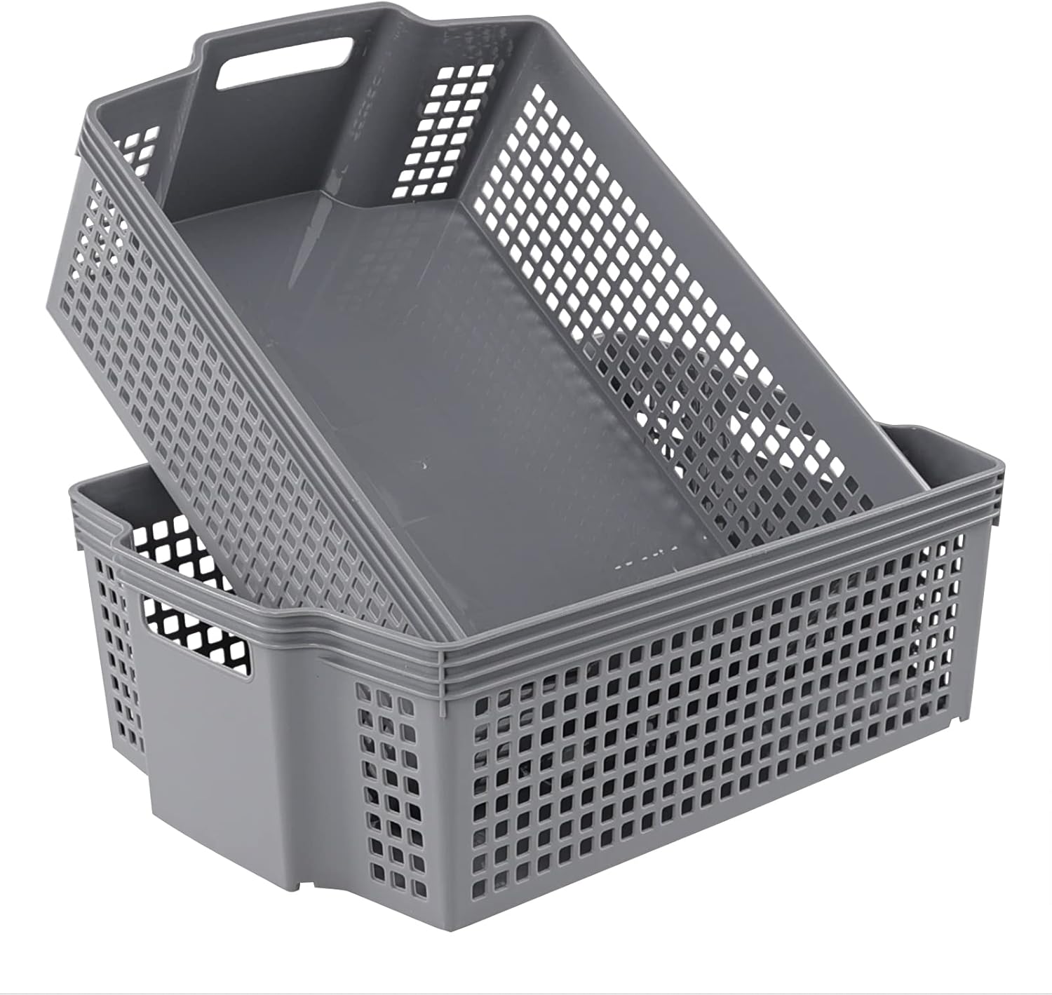 Amazon.com: Tstorage 2-Pack Plastic Storage Baskets, Stacking Plastic ...