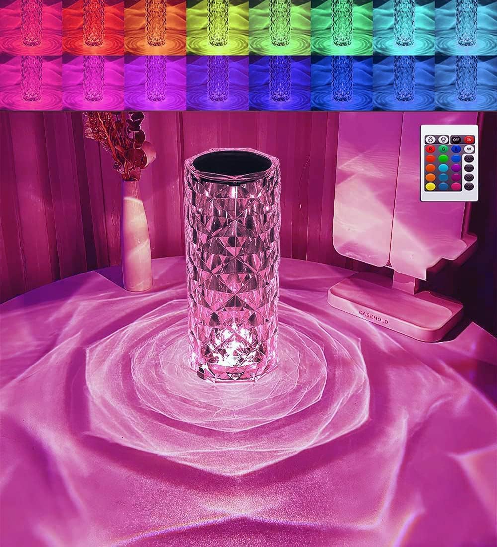 BGFHome Crystal Lamp 16 Color Changing RGB Night Light Touch Lamp USB ...