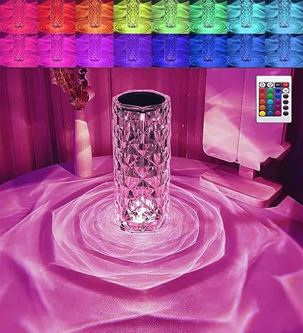 BGFHome Crystal Lamp 16 Color Changing RGB Night Light Touch Lamp USB ...