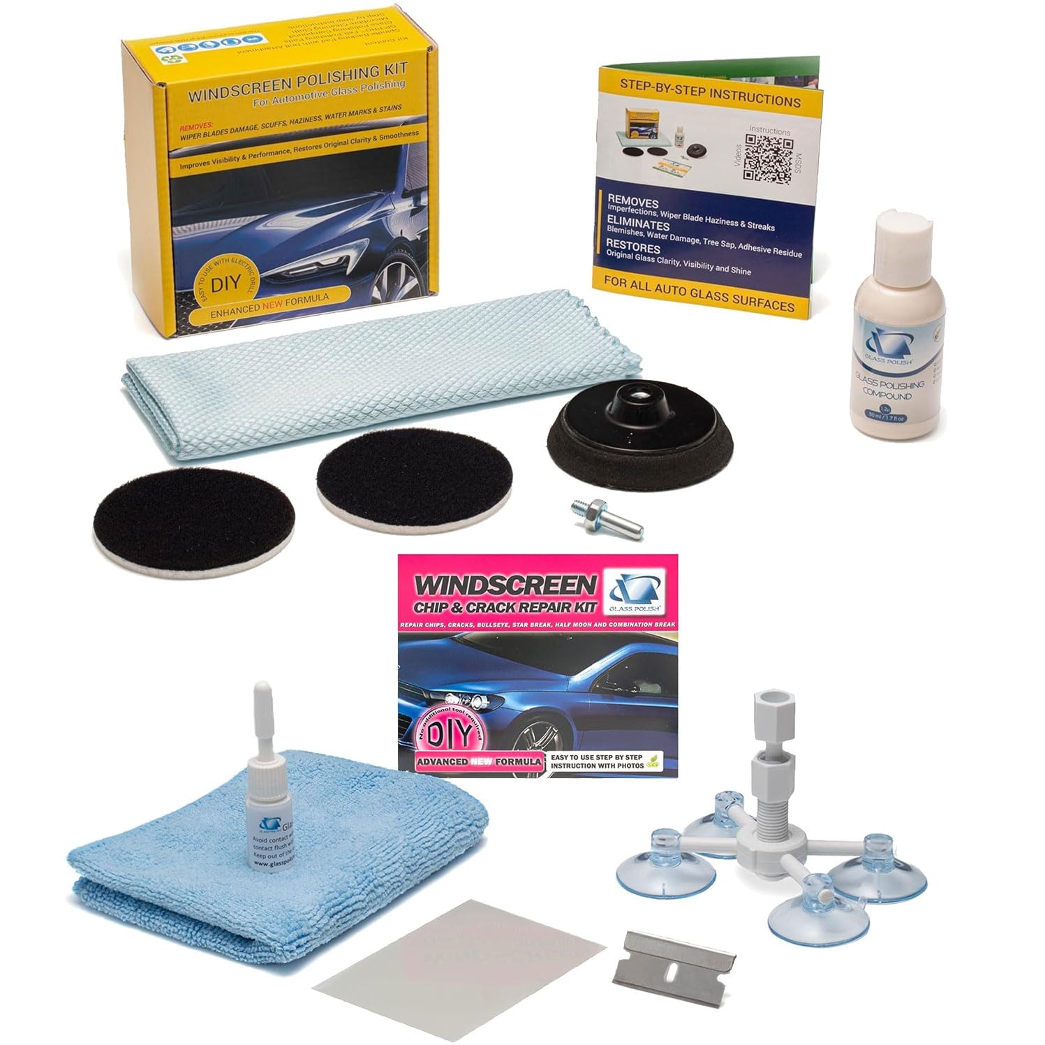 Amazon.com: GLASS POLISH Complete Windshield Restoration Bundle, Set of ...