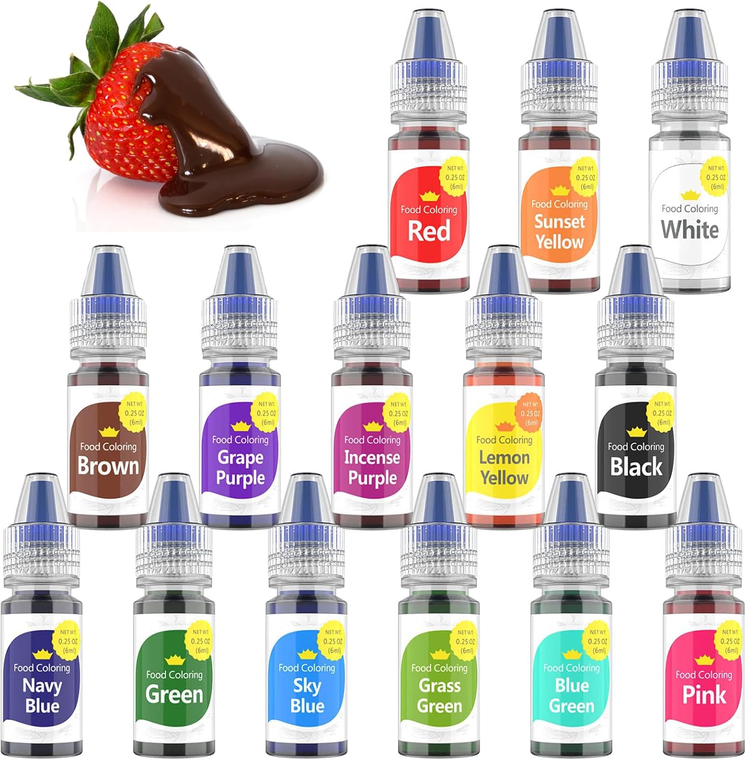 Jelife 14 Colors Food Coloring Liquid Set, Edible Cake Decorating Food ...