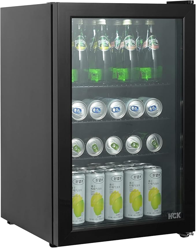 HCK Beverage Refrigerator -70L Bar Fridge Glass Door Mini Countertop ...
