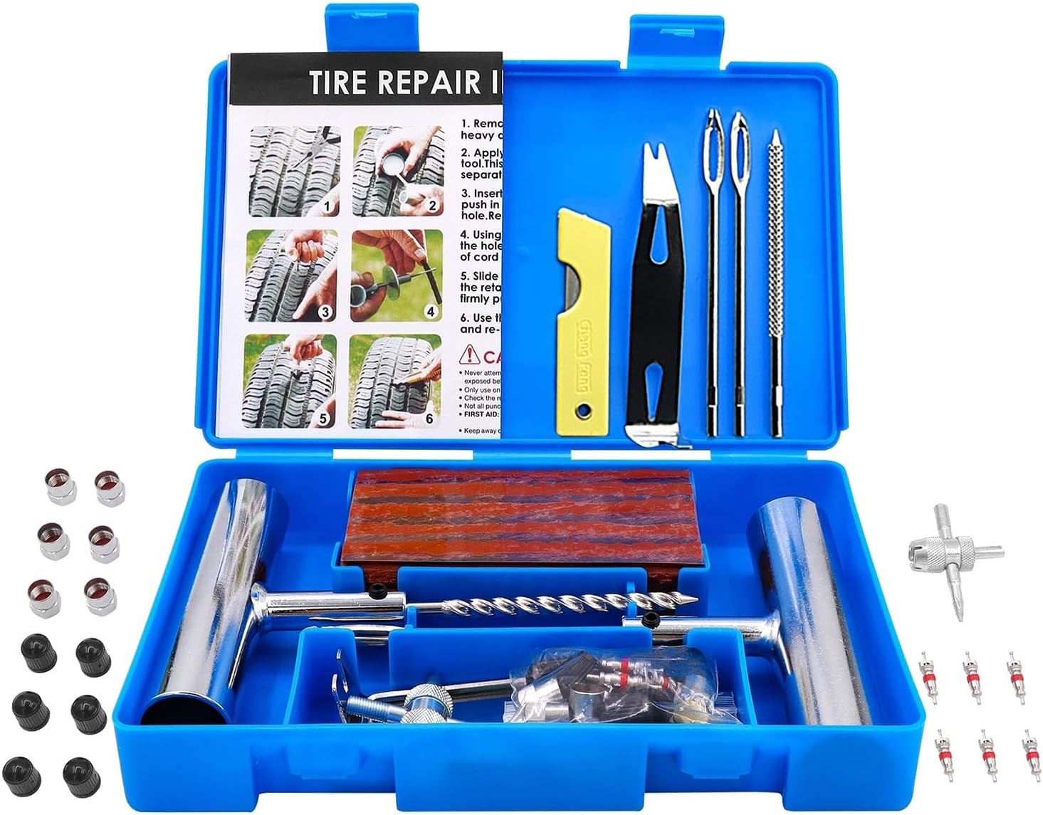 58Pcs Tire Repair Kit HADEEONG Tire Plug Kit Universal Tire Patch Kit ...