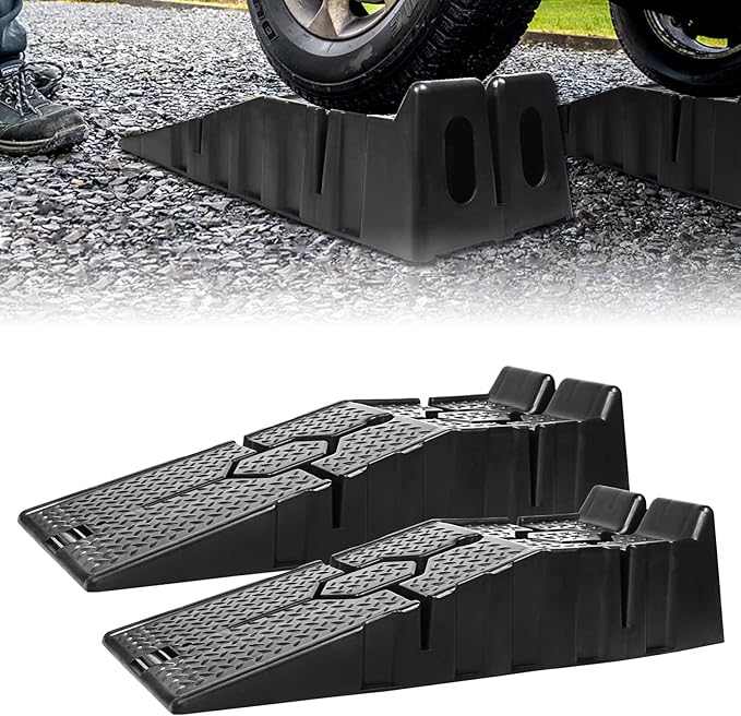 Aufun Pack of 2 Car Ramps Heavy Duty Black, Plastic Vehicles Ramp up to ...