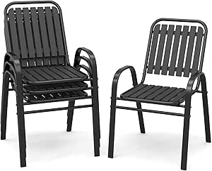 PIZZELLO Patio Chairs Set of 4, Outdoor Stackable Dining Chairs for All ...