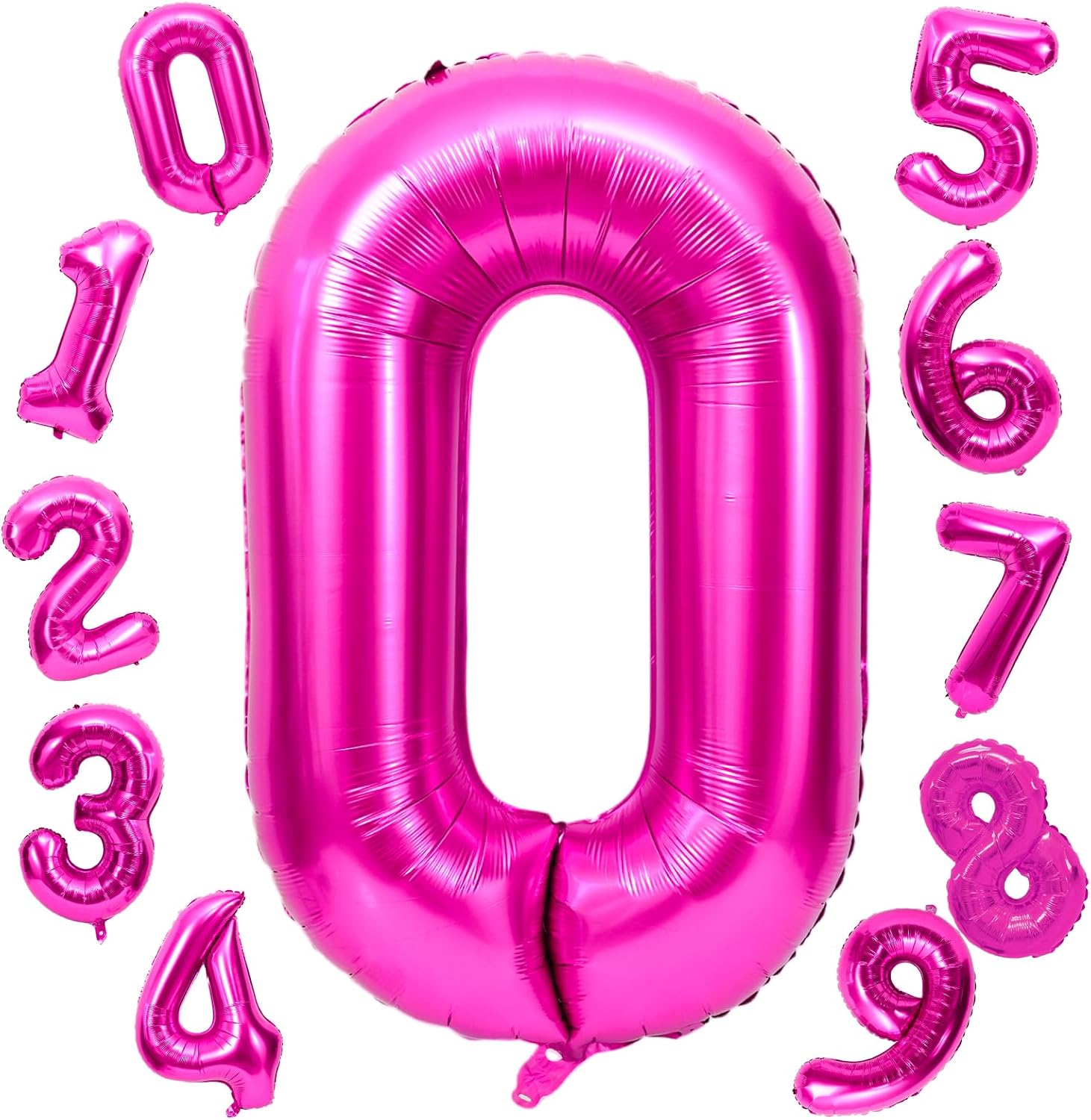 Amazon.com: RUBFAC 40 Inch Hot Pink Number 0 Balloon, Large Size Jumbo ...