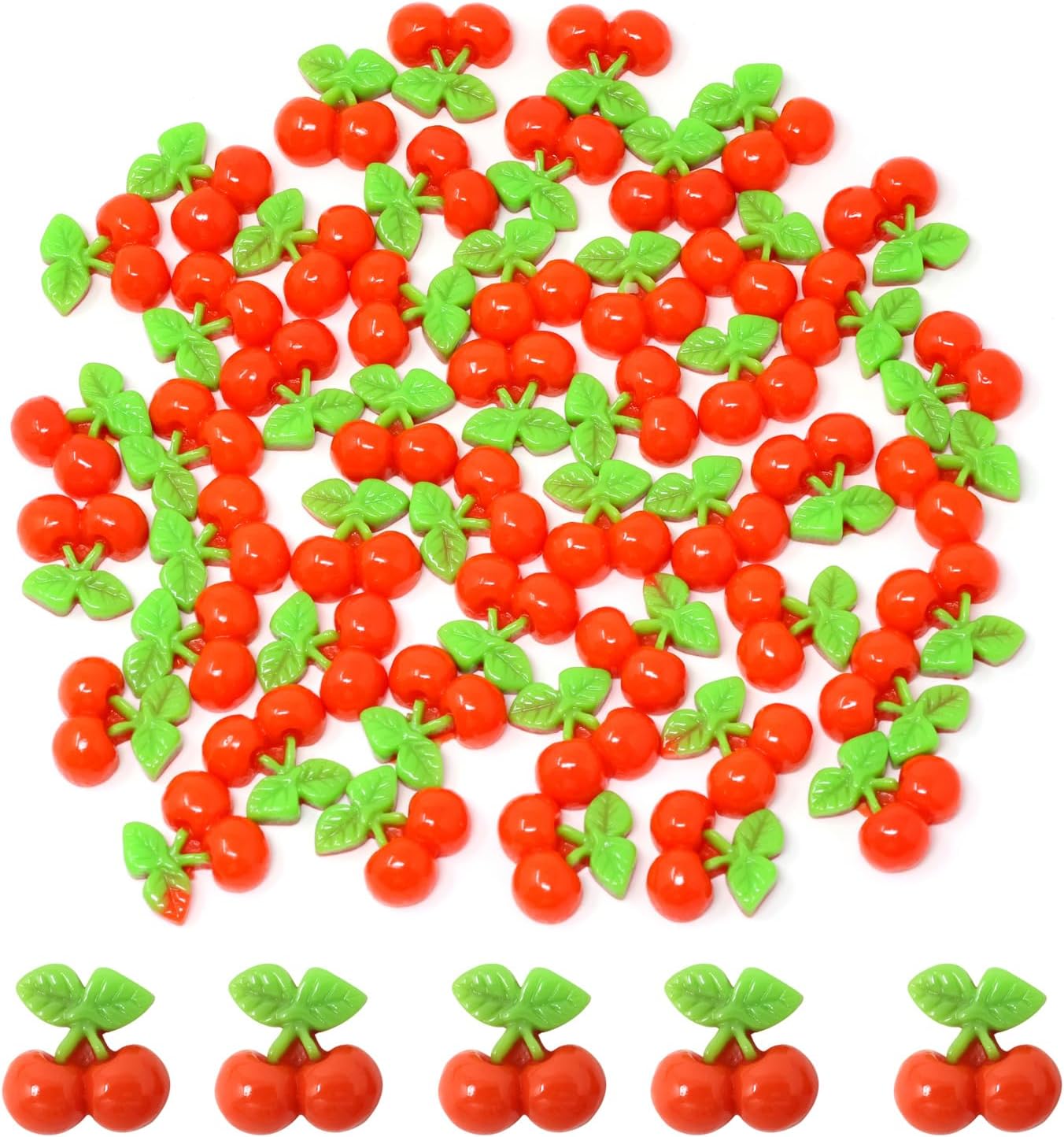 Amazon.com: Honbay 60PCS Sweet Cherry Flatback Resin Charms Cartoon ...