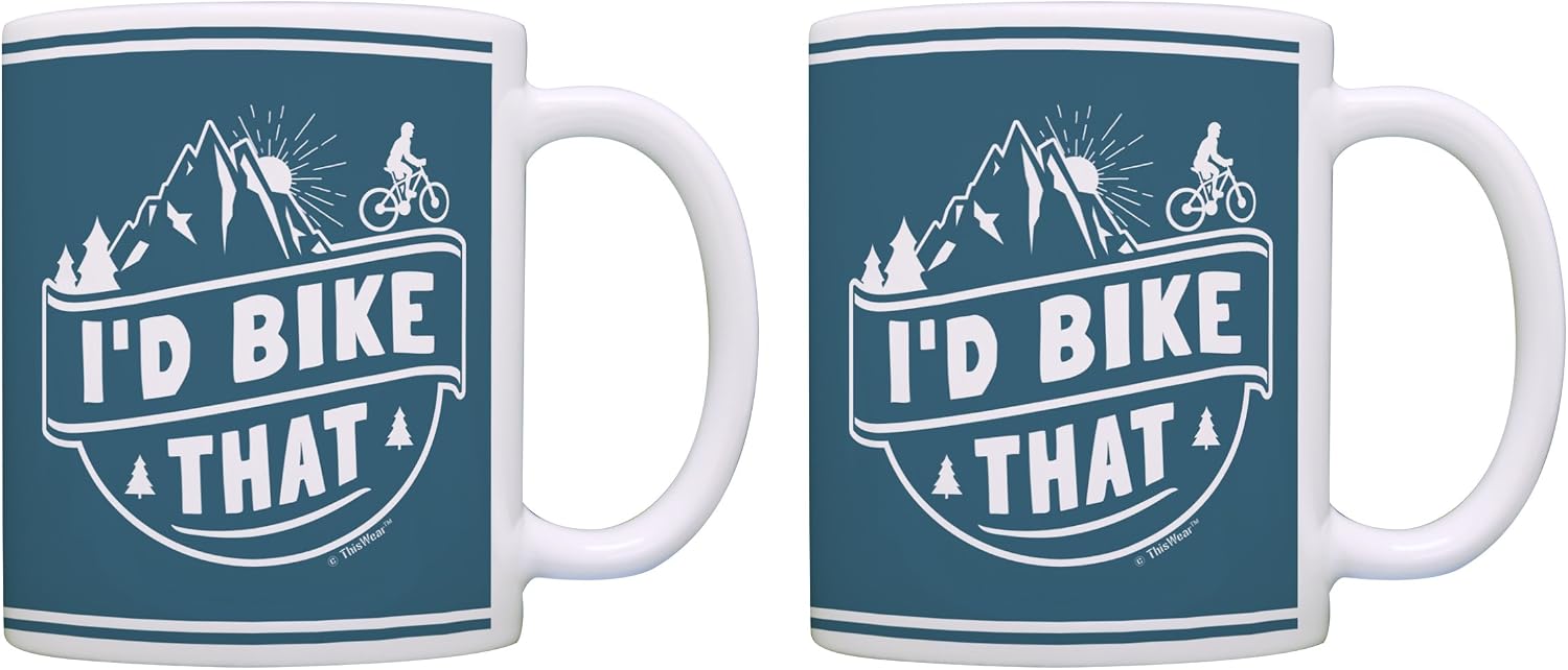 Amazon.com: Bicycle Coffee Mug Set I'd Bike That Bike Themed Gifts ...