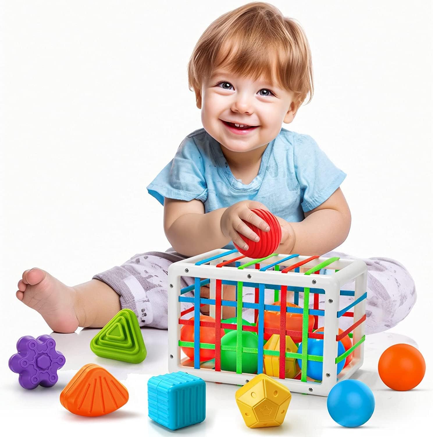 Prime Deals Baby Shape Sorting Toy, Montessori Sensory Toys with Blocks ...