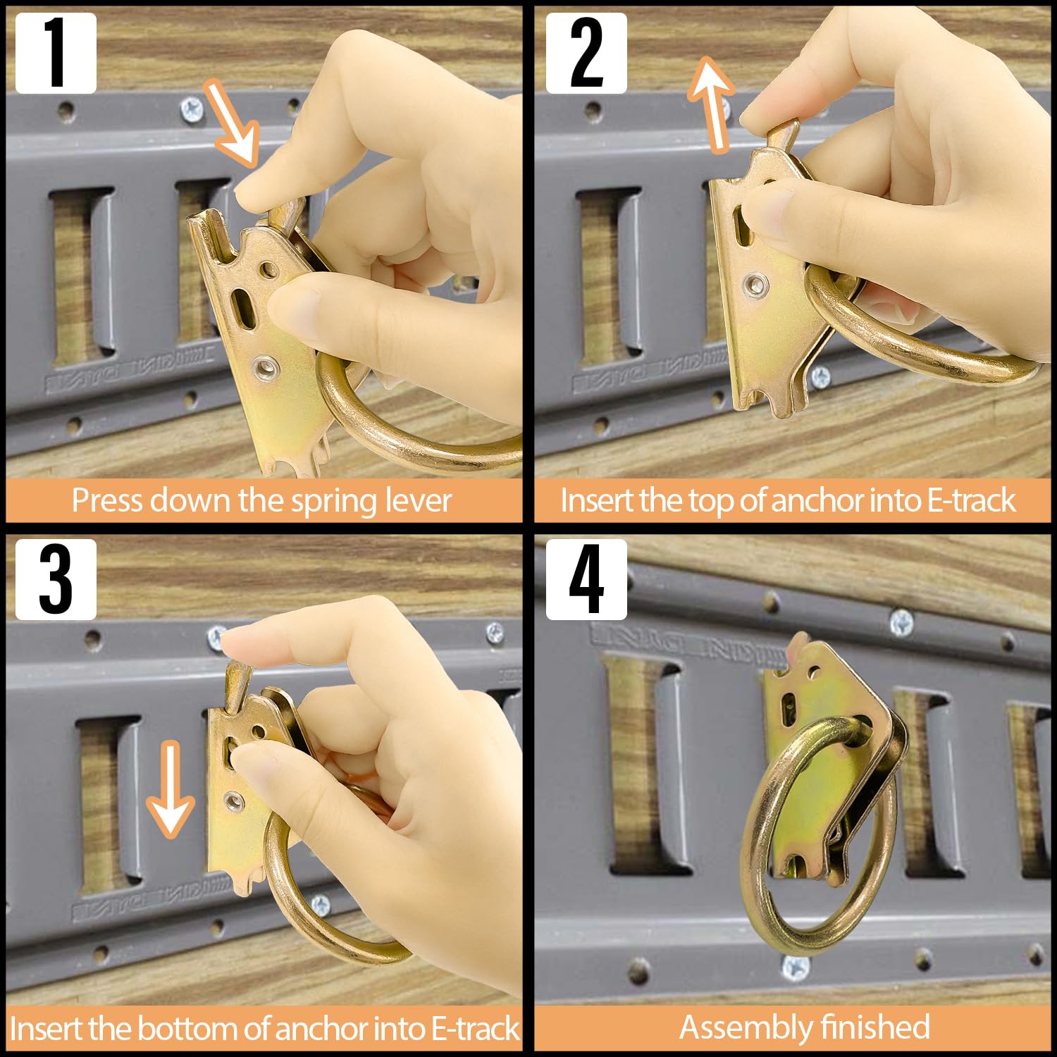 Snapklik.com : E Track O Rings Tie Down Anchors 10Pack Ratchet Straps ...