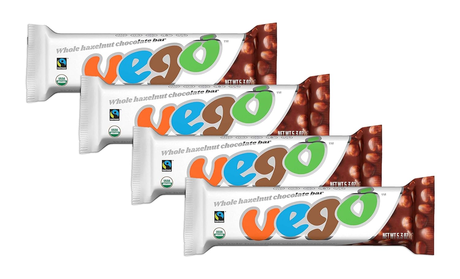 Amazon.com : Vego Whole Hazelnut Chocolate Bar 5.3 oz (4 pack)4 ...
