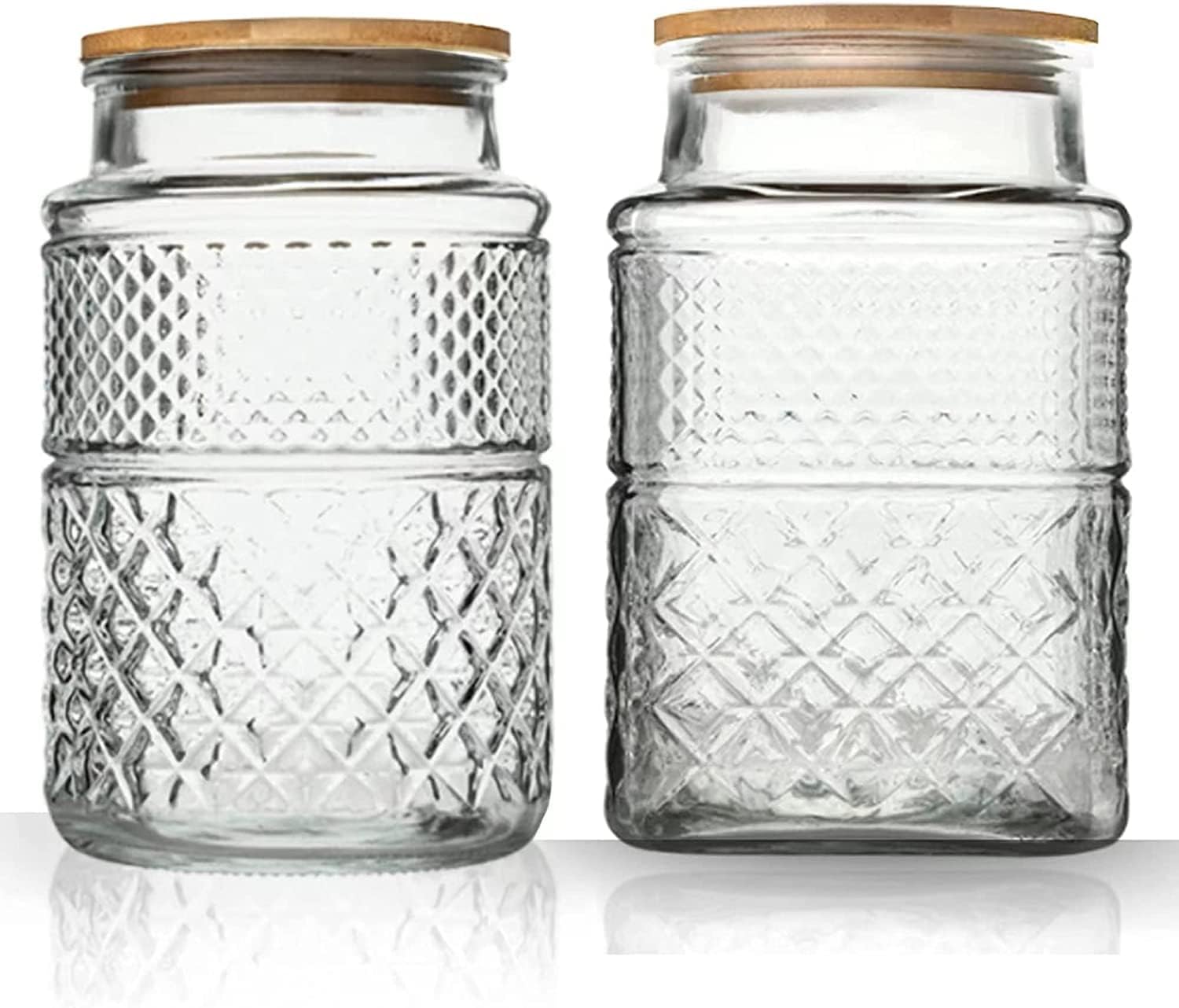 FANTESTICRYAN Large Glass Storage Jar, 2 Pack 1800ml Food Containers ...