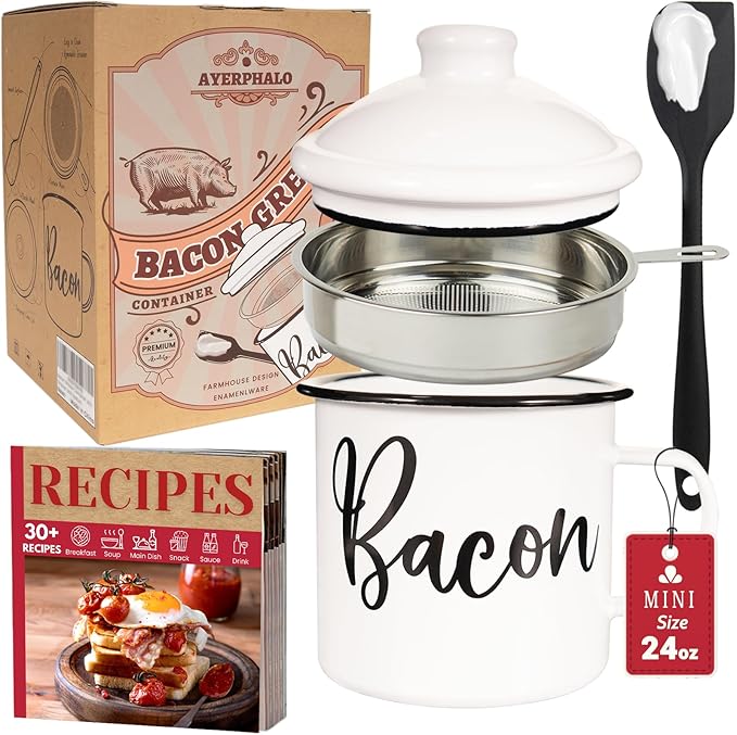 Amazon.com: Bacon Grease Container with Strainer - With Food-Grade ...