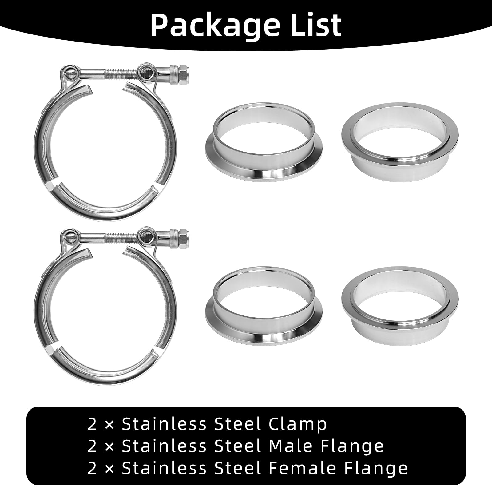 Stainless Steel Clamp PALOZO 2.5 Inch V Band Clamp Kit - 304 Stainless ...