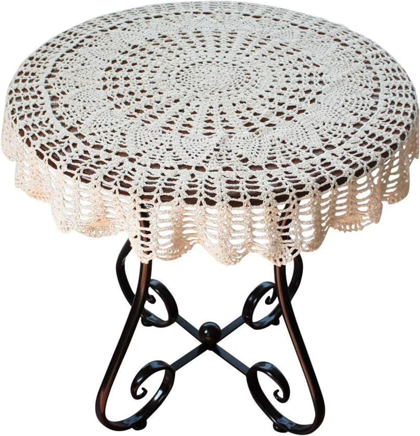 Amazon.com: SouthMage Hand Crochet Lace Round Tablecloth Decorative ...