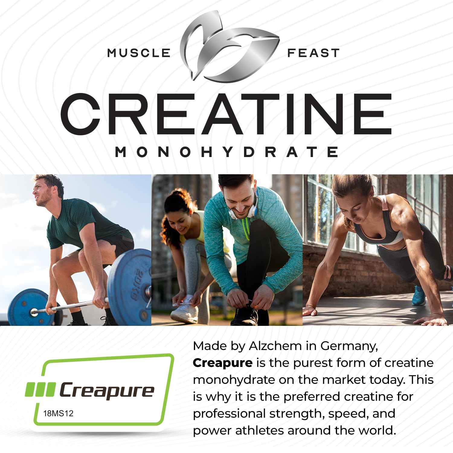 Muscle Feast Creatine Monohydrate em Pó, Vegan e Keto Amigável, Gluten ...
