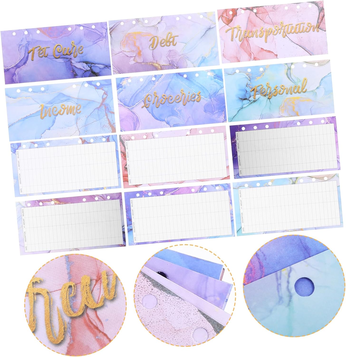 Amazon.com : Tofficu 3 Budget Card Budget Planner Inserts Budget Binder ...