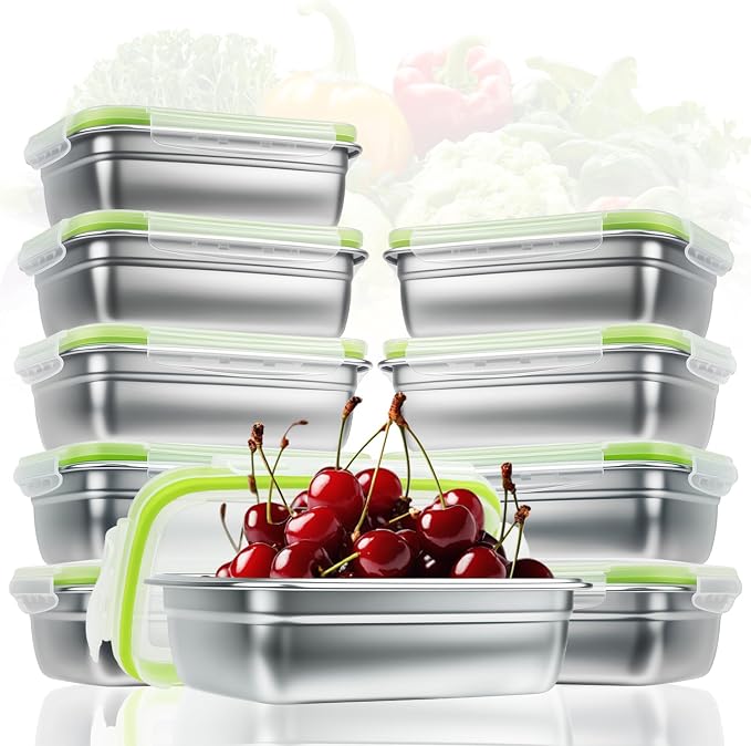 SYAMEET 10 Pack 304 Stainless Steel Food Storage Containers with Lids ...