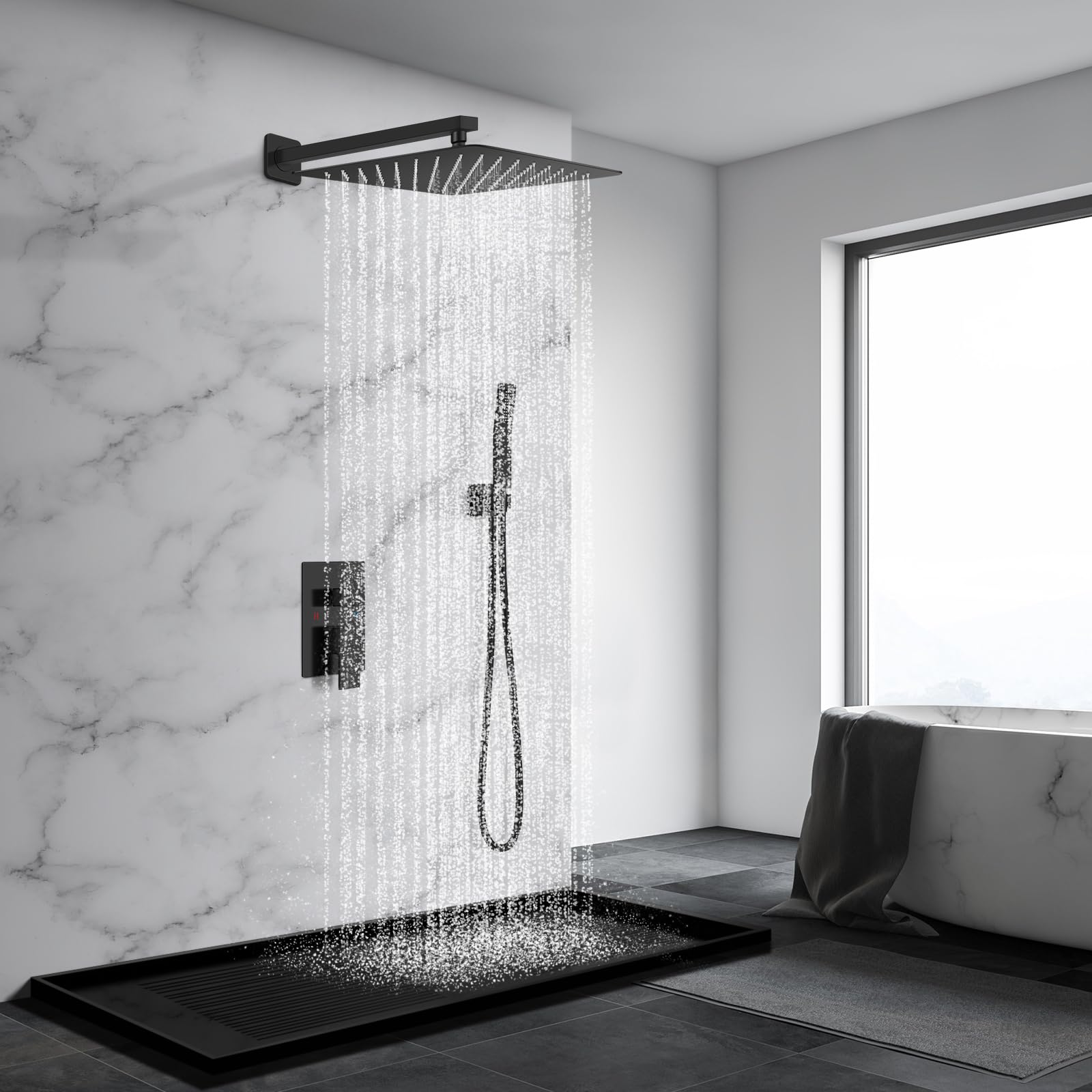 Snapklik.com : Baetuy Shower Faucet Set, 16 Inch Rainfall Shower System