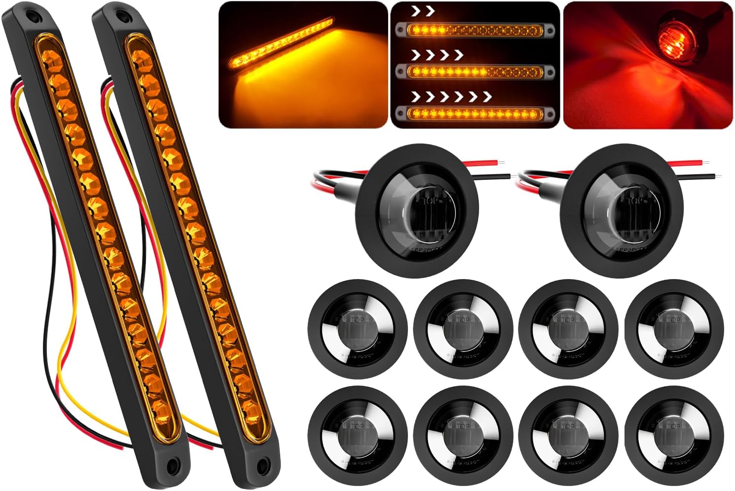 Amazon.com: PSEQT 10'' Trailer Turn Signal Tail Led Lights Amber, 2Pcs ...