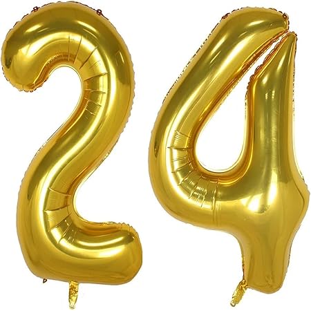 Amazon.com: 40inch Gold Foil 24 Helium Jumbo Digital Number Balloons ...