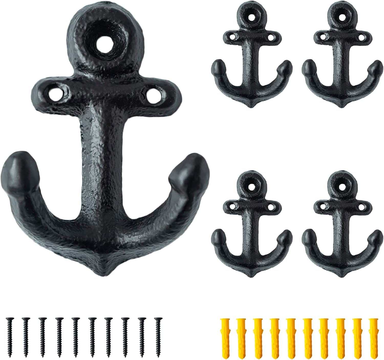 Amazon.com: SMKOLIN 5 Pcs Cast Iron Anchor Hooks 3'' Decorative Wall ...
