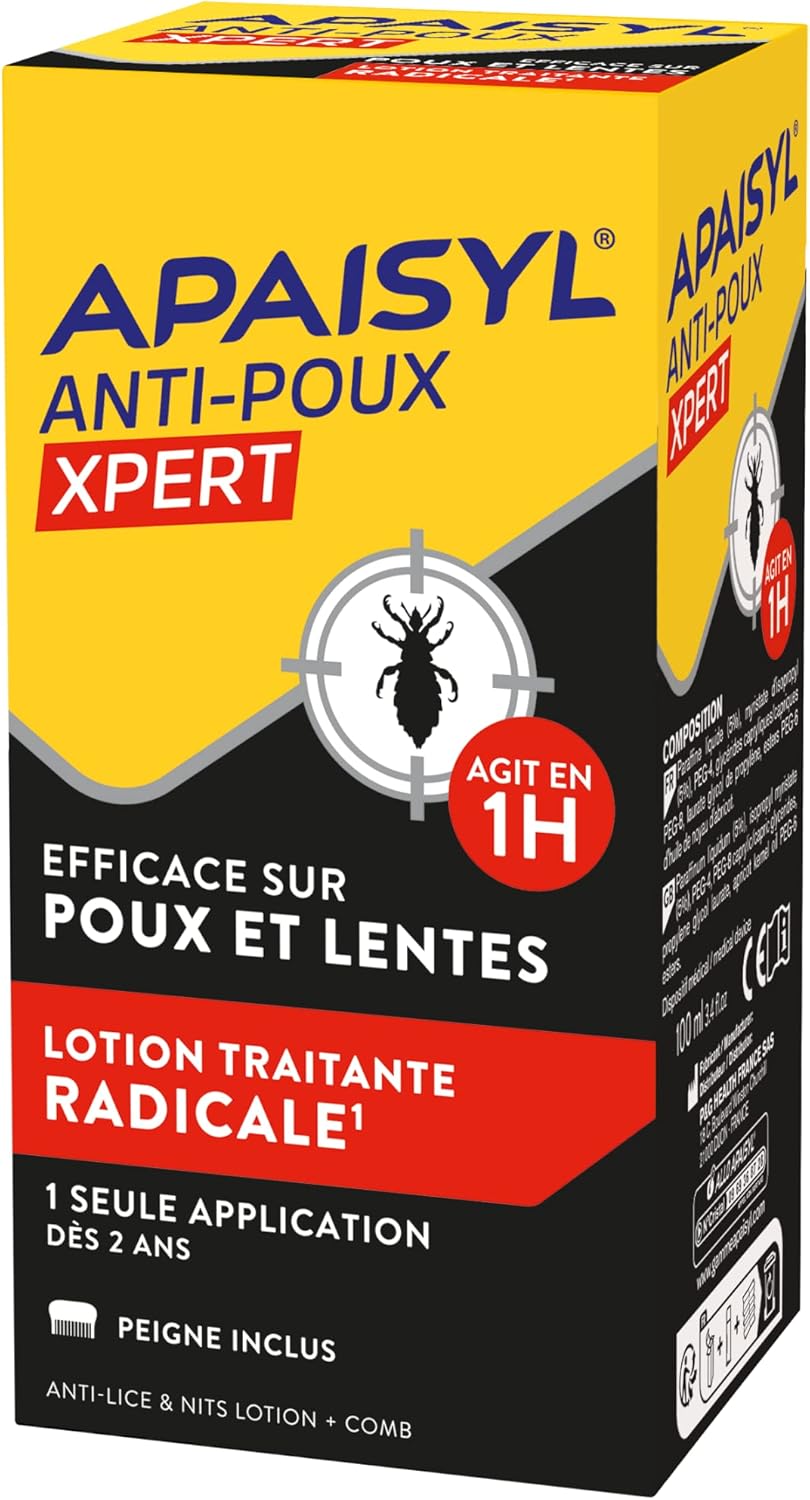 APAISYL, Lotion Anti-Poux Xpert, Tue 100% des Poux et des Lentes en 1 ...