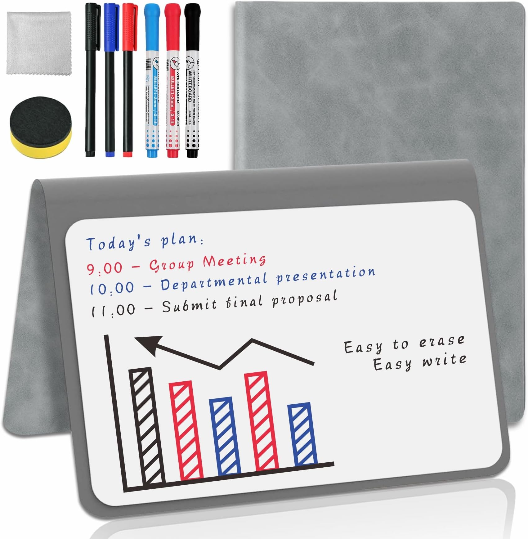 Whiteboard A5 Grey Small Whiteboard Notebook Mini Desk White Board with ...