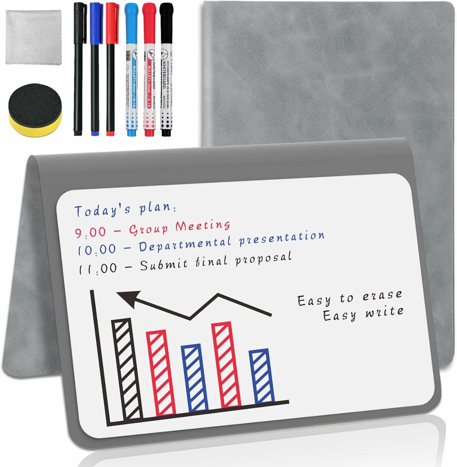 Whiteboard A5 Grey Small Whiteboard Notebook Mini Desk White Board with ...