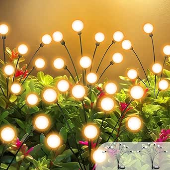 ULAIYO Vibrant Solar Garden Lights, Ultra Bright Solar Powered Firefly Lights Outdoor Waterproof ...
