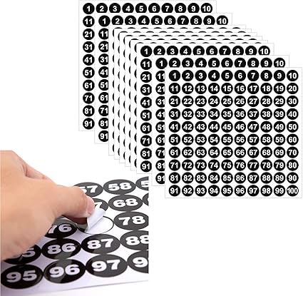 10pcs Number Stickers,1 to 100 Vinyl Consecutive Number Stickers,0.4 ...