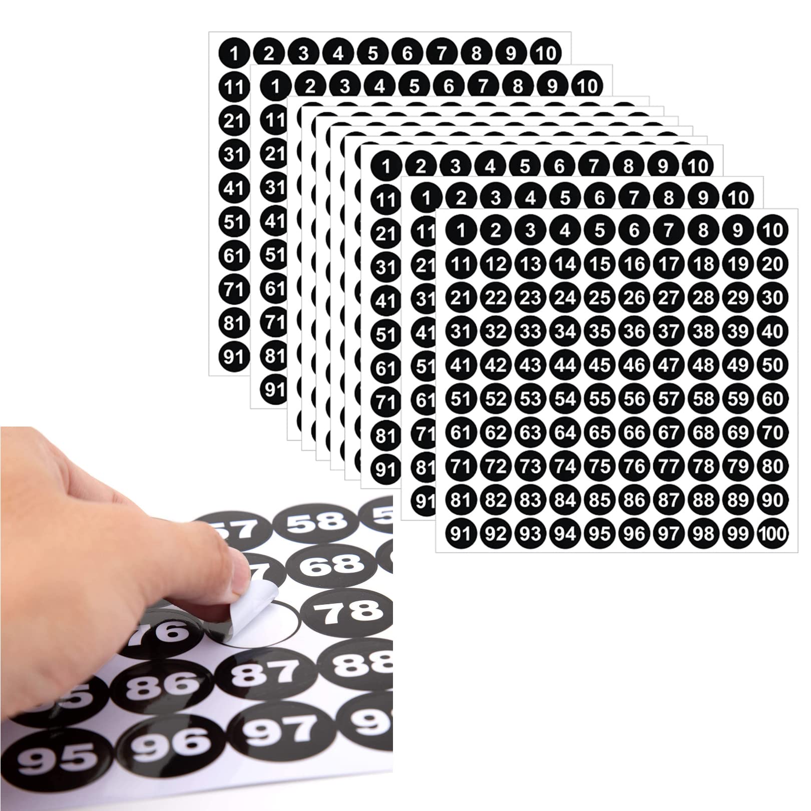 10pcs Number Stickers,1 to 100 Vinyl Consecutive Number Stickers,0.4 ...