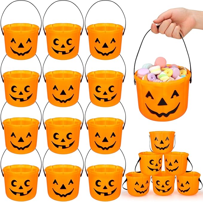 Amazon.com: Jenaai 12 Pcs Halloween Trick or Treat Pumpkin Buckets ...